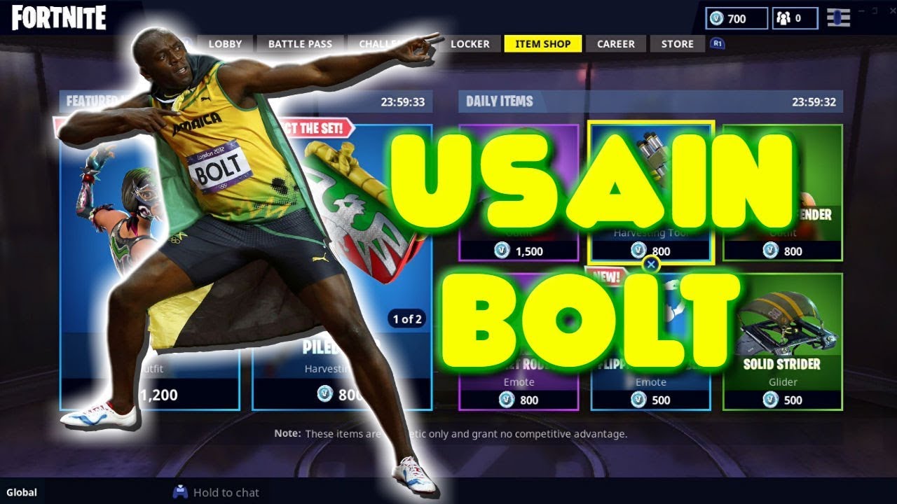 NEW USAIN BOLT FLIPPING INCREDIBLE EMOTE IN FORTNITE ITEM SHOP - YouTube