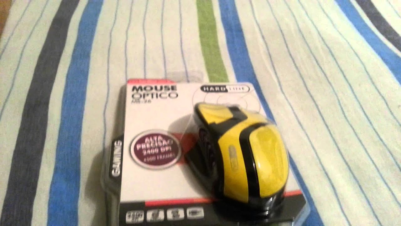 Unboxing novo Mouse Gaming Óptico 2400Dpi Amarelo E Preto Ms26 Hardline ...