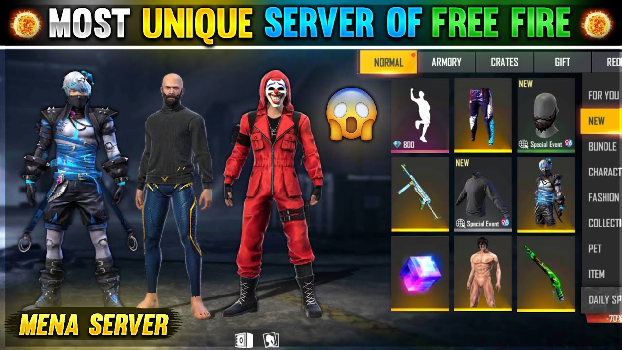 MOST UNIQUE SERVER OF FREE FIRE 😱 ll MENA SERVER FREE FIRE 🔥 ll Garena ...