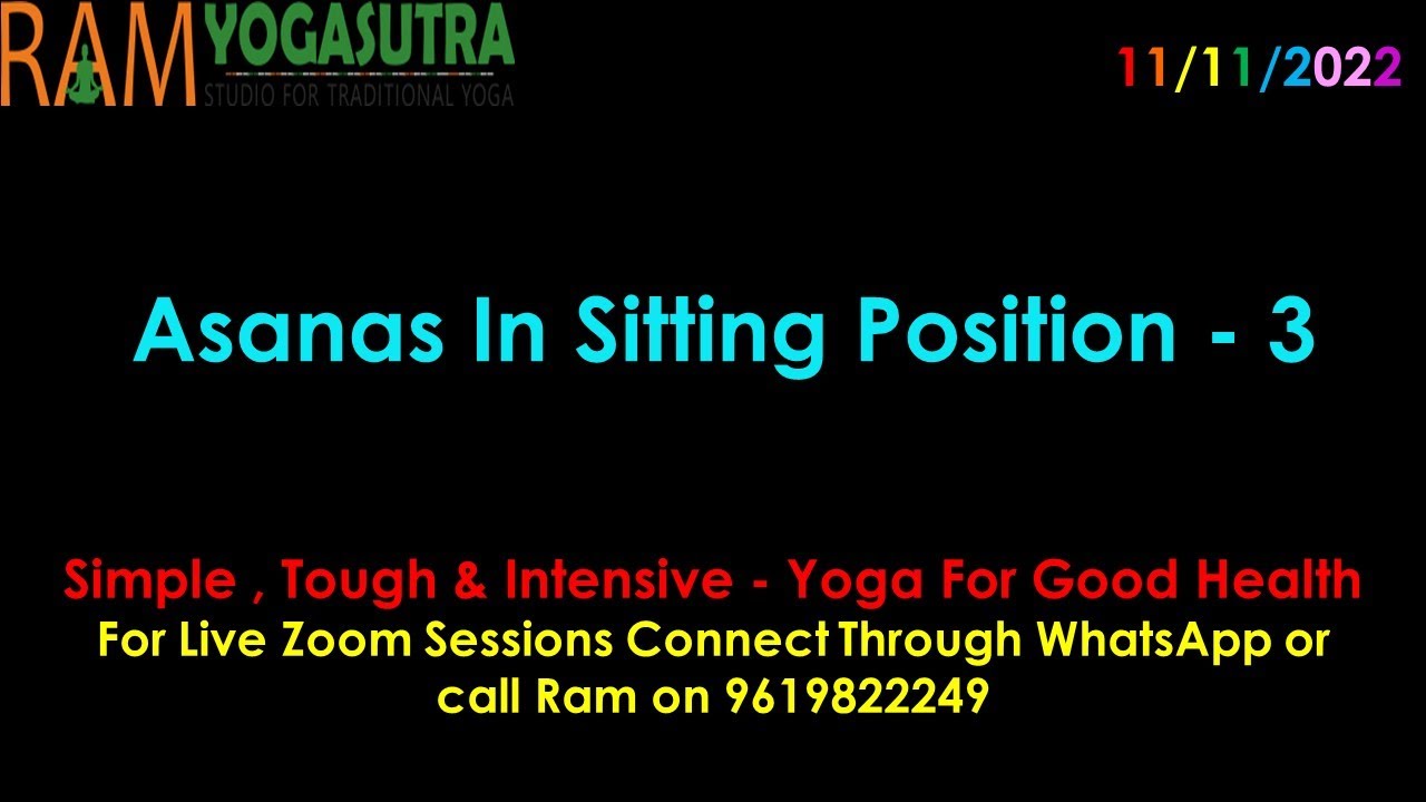 Asanas In Sitting Position - Sequence 3 - RYS Session - 11/11/2022 ...