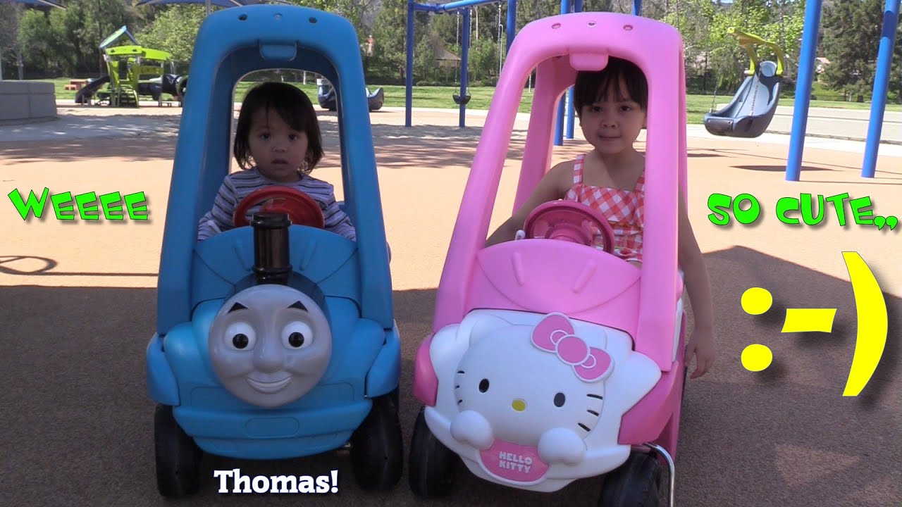 Thomas the Tank Engine and Hello Kitty Ride-On Toys Playtime at the ...