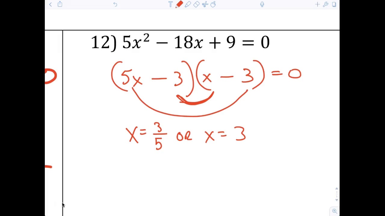 ALGEBRA 1 SOLVING QUADRATICS REVIEW 3RD COLUMS - YouTube