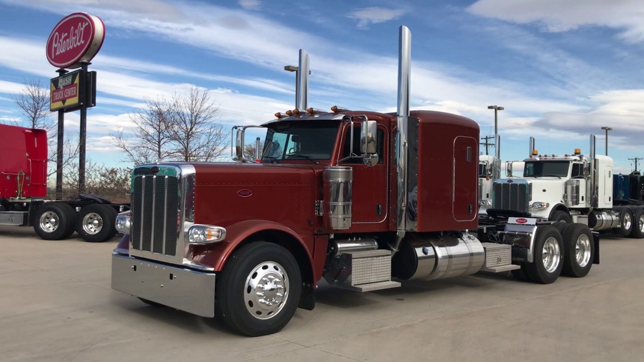 2019 Peterbilt 389 Extended Hood - Sunset Orange Metallic - YouTube
