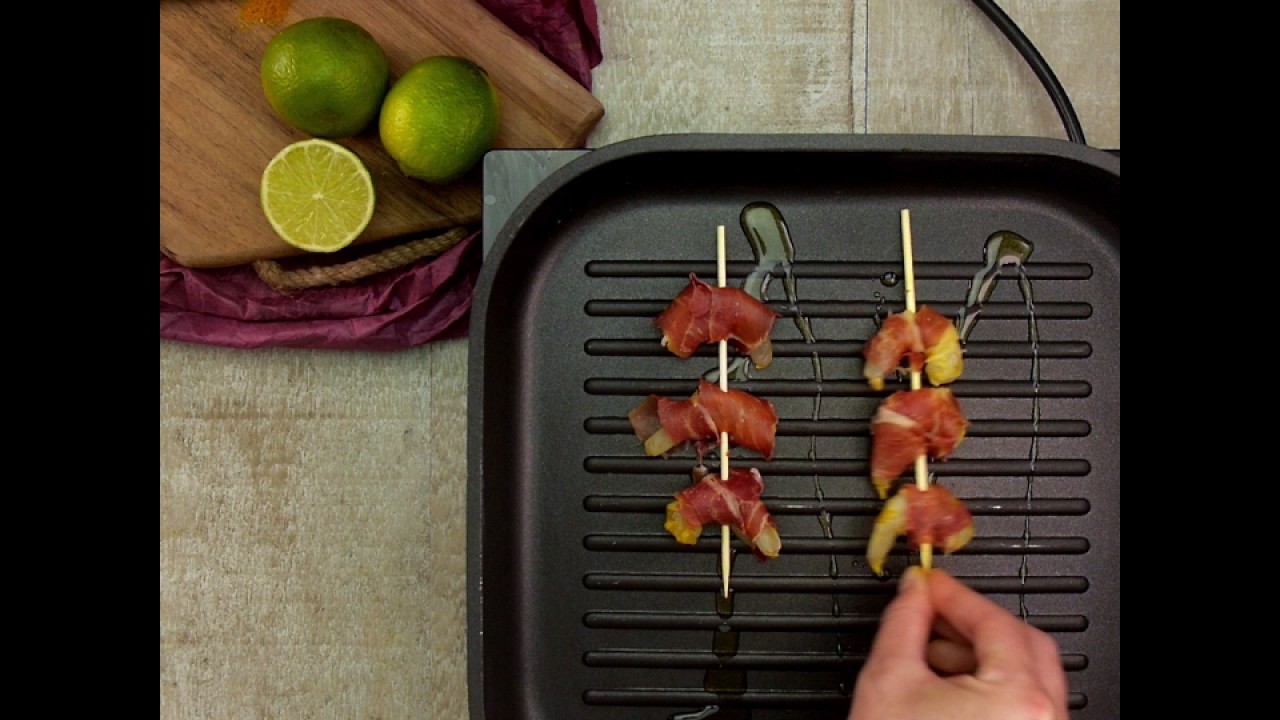 Simples y sabrosas, ¡estas brochetas de camarones envueltos con jamón ...