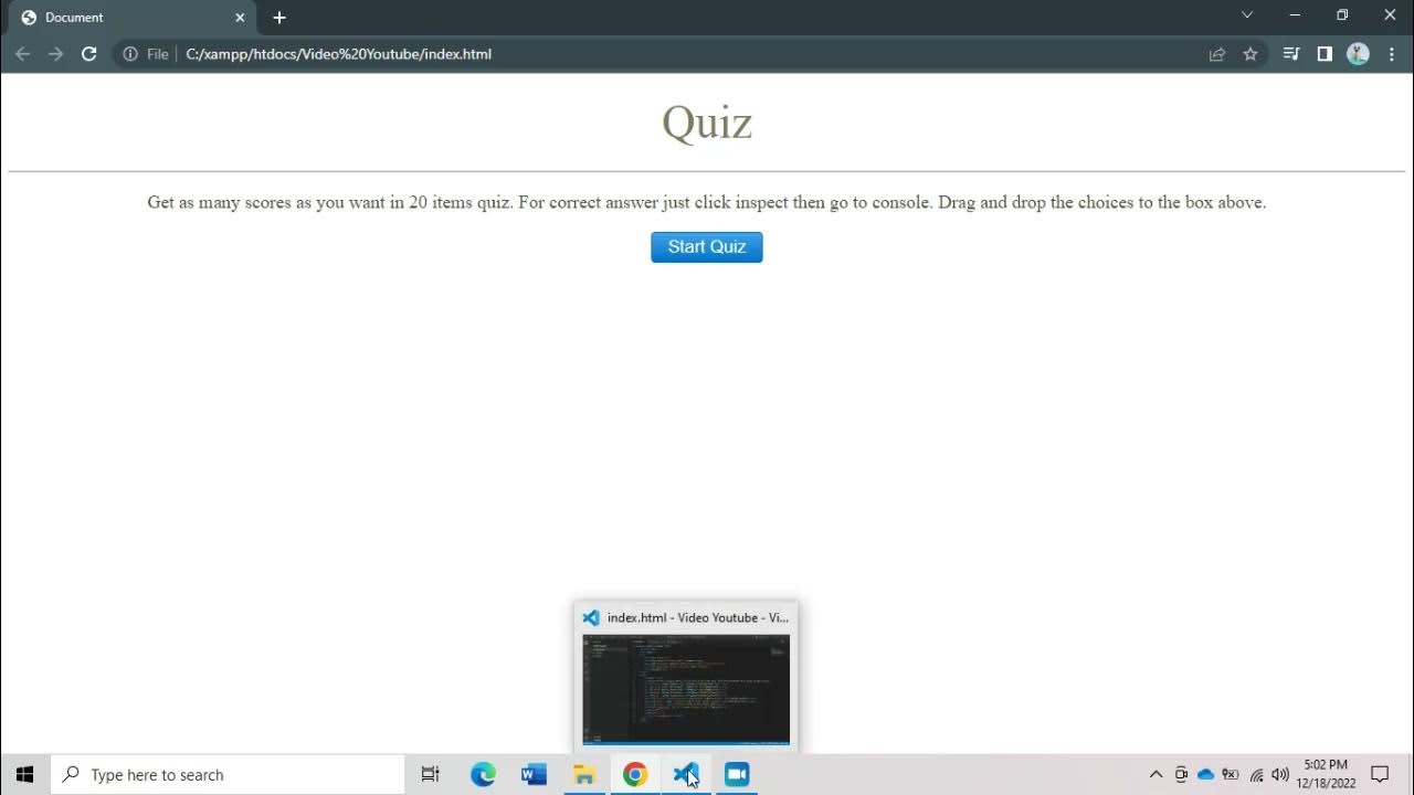 Creating Quiz API with Drag and Drop API HTML, CSS, JS (Part 1) - YouTube