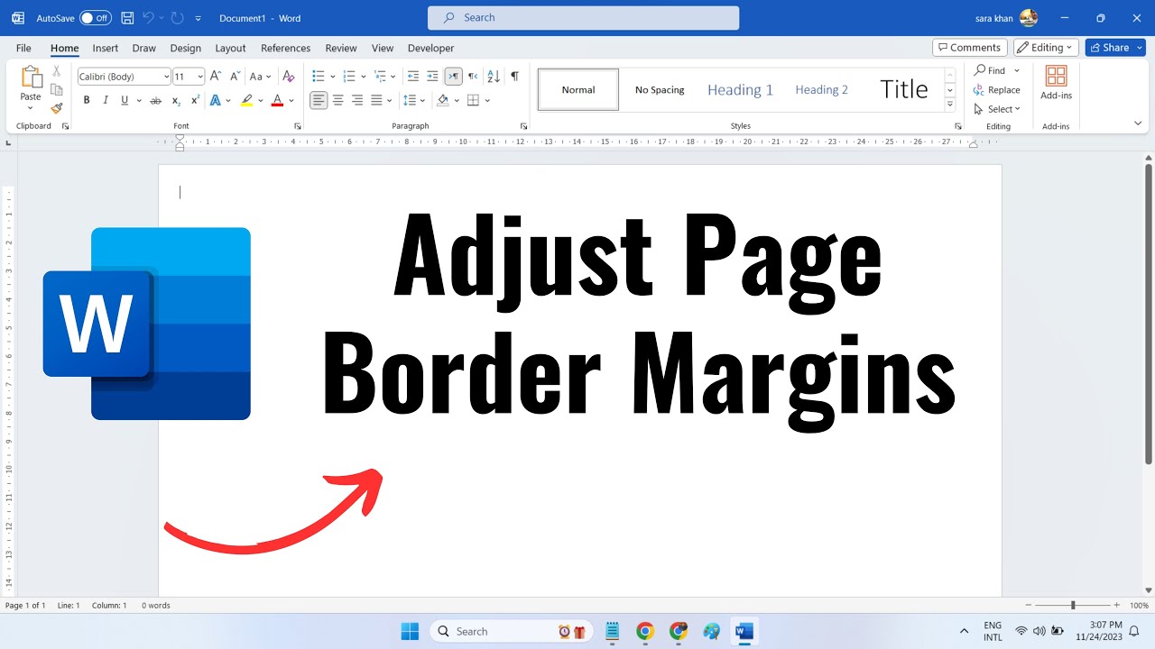 how to adjust page border margins in word | page border - YouTube