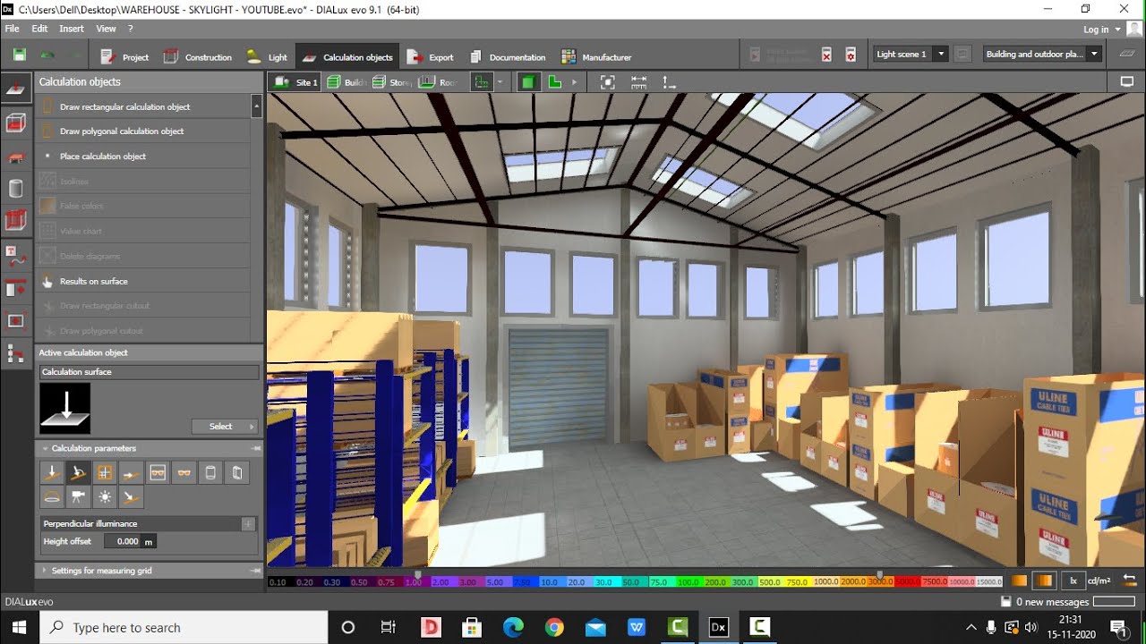 Skylight using LAMILUX plugins in Dialux Evo - YouTube