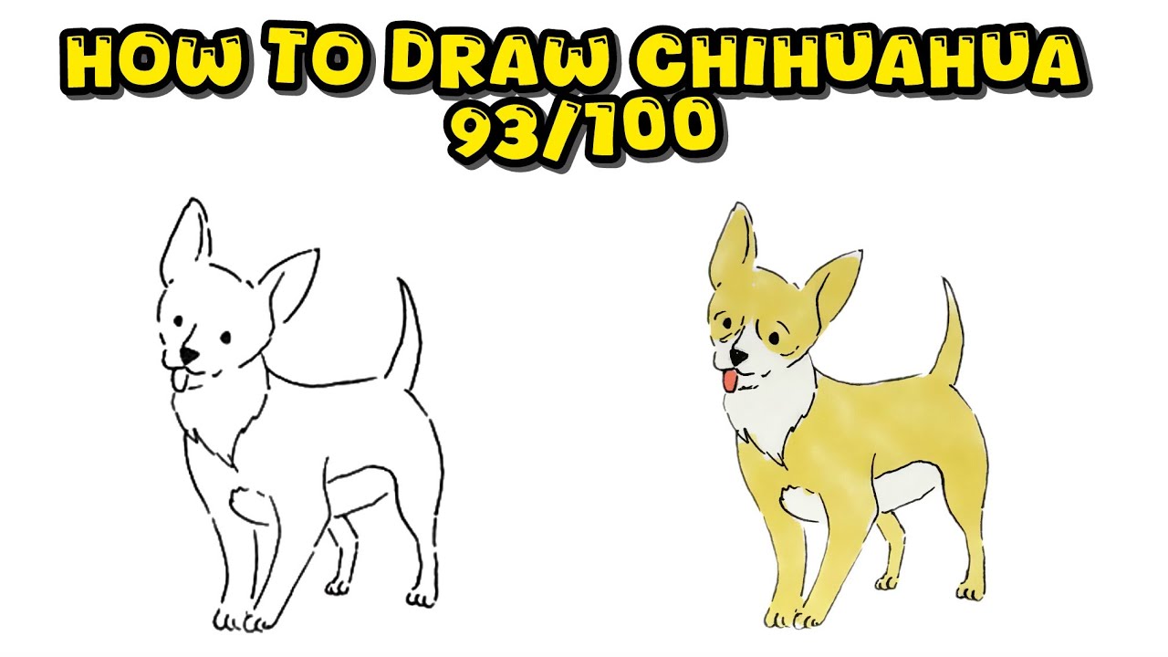 How to Draw Little Chihuahua Simple – 93/100 Dogs Breed Drawing Video ...