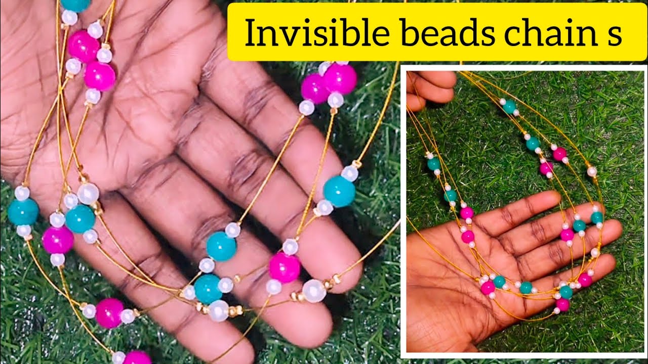 Beads invisible chain s making process in Telugu #diy #invisiblechains ...