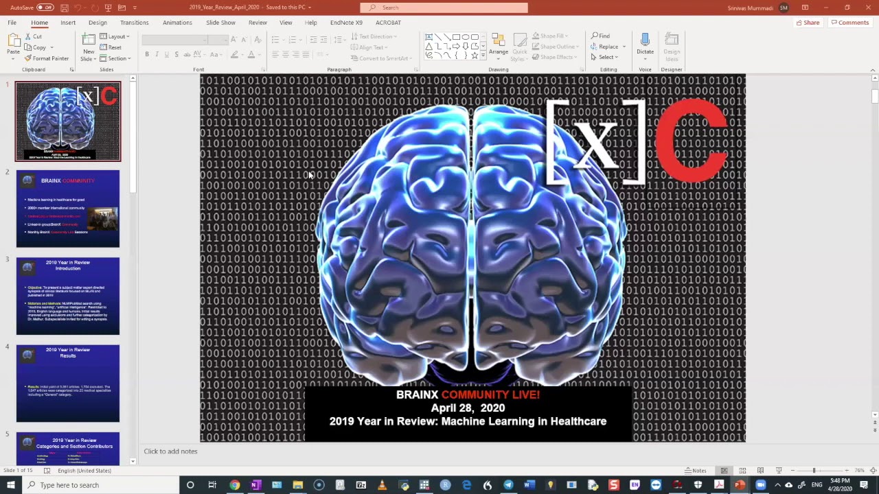 BrainX Community Live April 2020 2019 Machine Learning in Healthcare ...