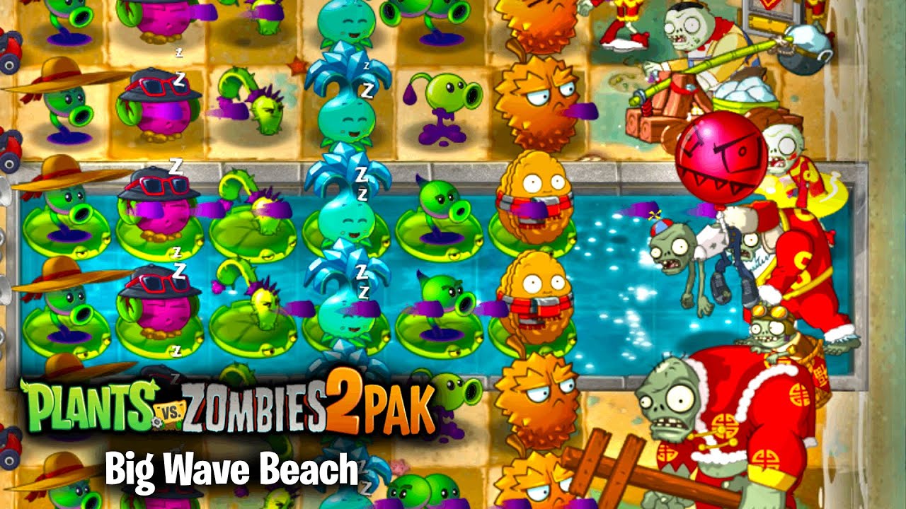 PvZ 2 PAK Big Wave Beach | Shadow Peashooter, Endurian, Dusk Lobber ...