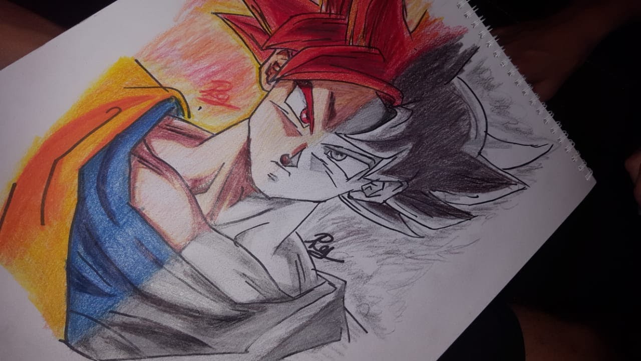 How to draw gokú (SSJ GOD) - YouTube