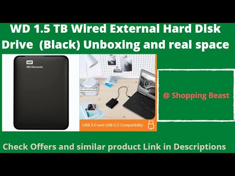 WD 1.5 TB Wired External Hard Disk Drive  (Black) Unboxing and real space #WD #HDD #Computers