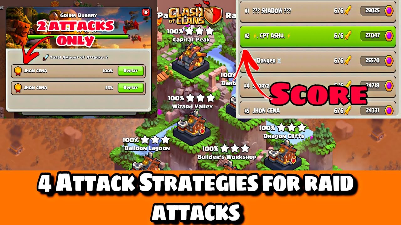 4 Attack Strategies fro raid attacks in just 2 attacks clear every base ...