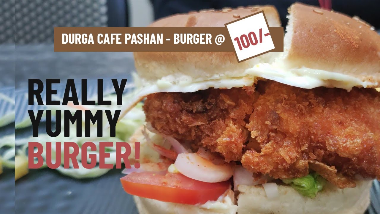 Really Yummy Chicken Burger @Durga Cafe Pashan | Crispy Chicken Burger ...