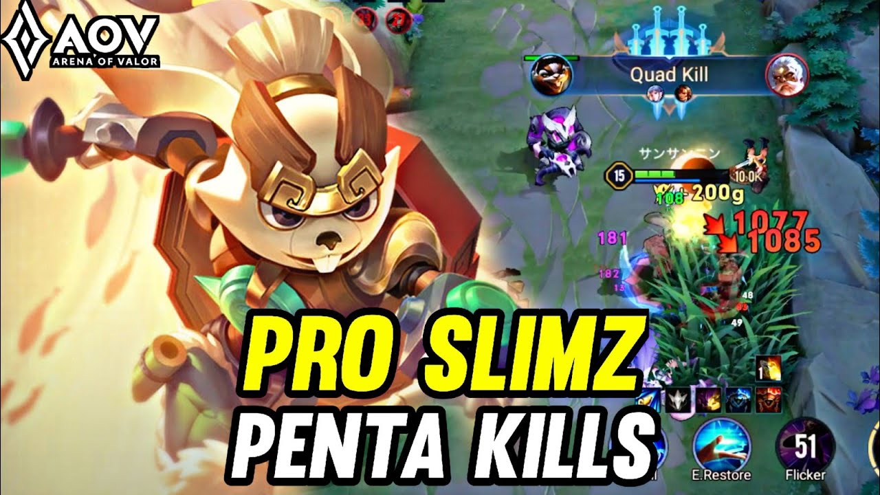 AOV : SLIMZ GAMEPLAY | PRO SLIMZ PENTA KILLS - ARENA OF VALOR ...