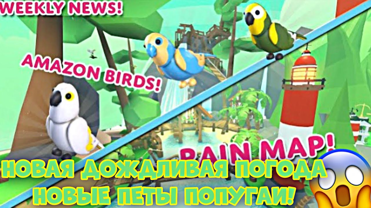 НОВЫЕ ПОПУГАИ И ДОЖДЛИВАЯ ПОГОДА В АДОПТ МИ РОБЛОКС! НОВОЕ ОБНОВЛЕНИЕ ...