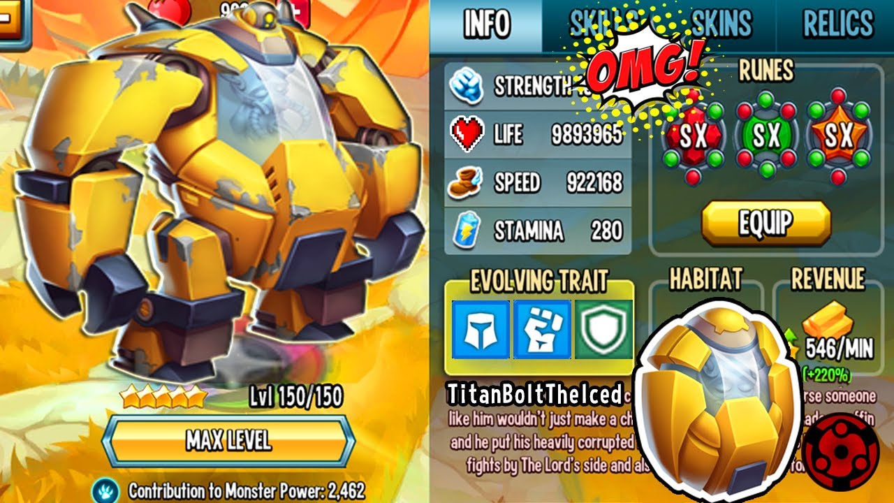 Monster Legends TITANBOLT level 150 free Review Skills Preston Dvice 22 ...