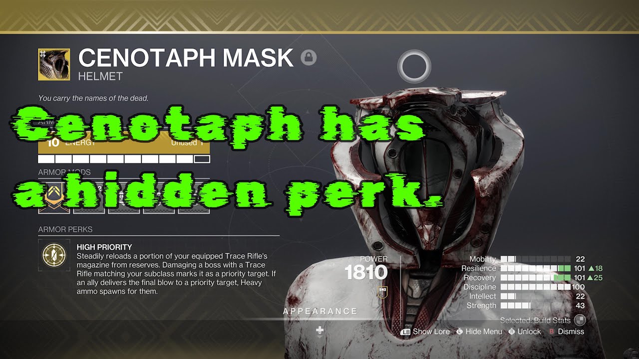 The Cenotaph Mask Has A Hidden Perk - Destiny 2 - YouTube