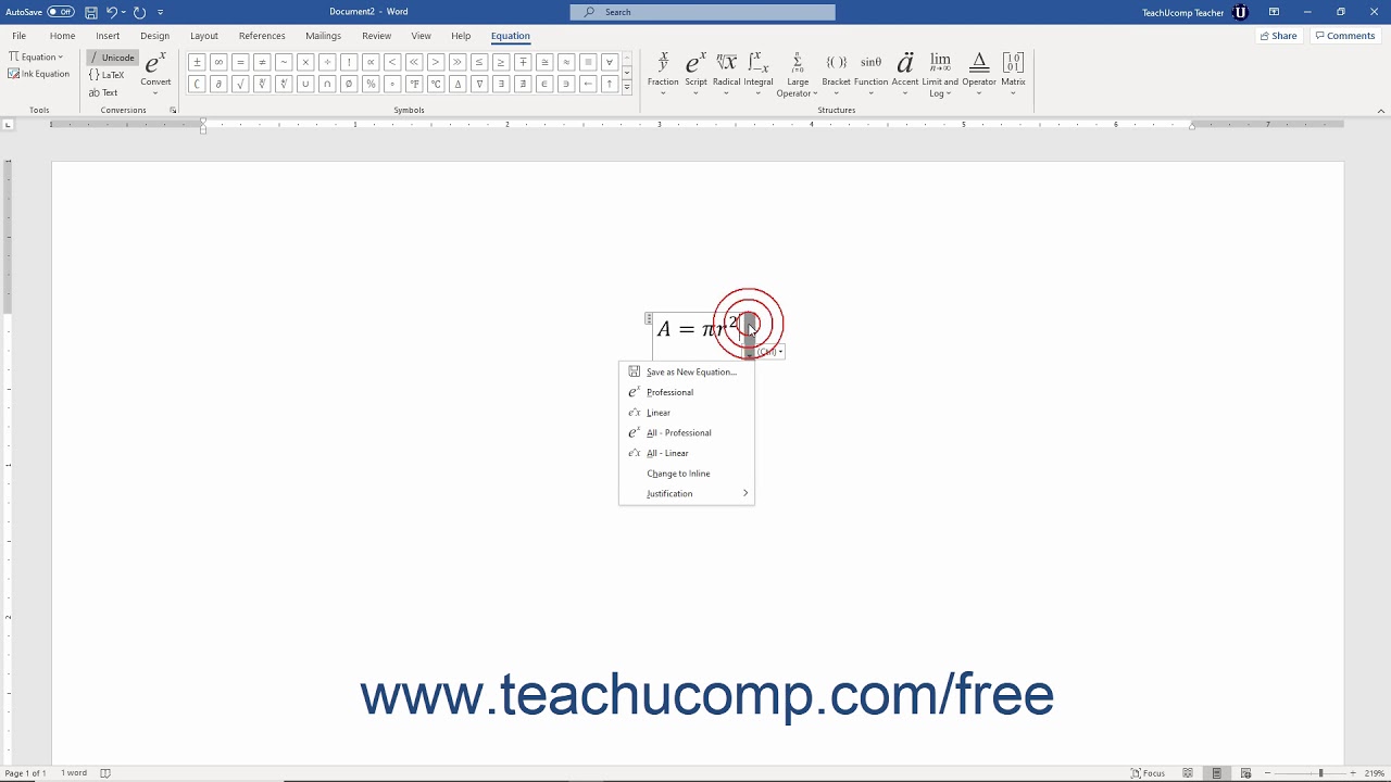Word 2019 and 365 Tutorial Inserting Equations Microsoft Training - YouTube