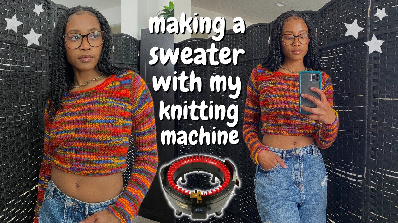 i made a sweater using my addi knitting machine | knit with me - YouTube
