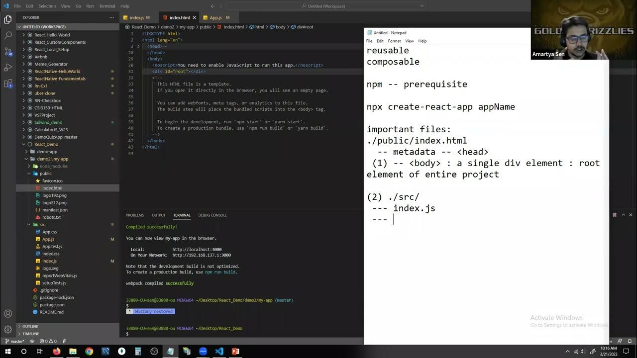 CSI3150@OU - React JS custom components and props - YouTube