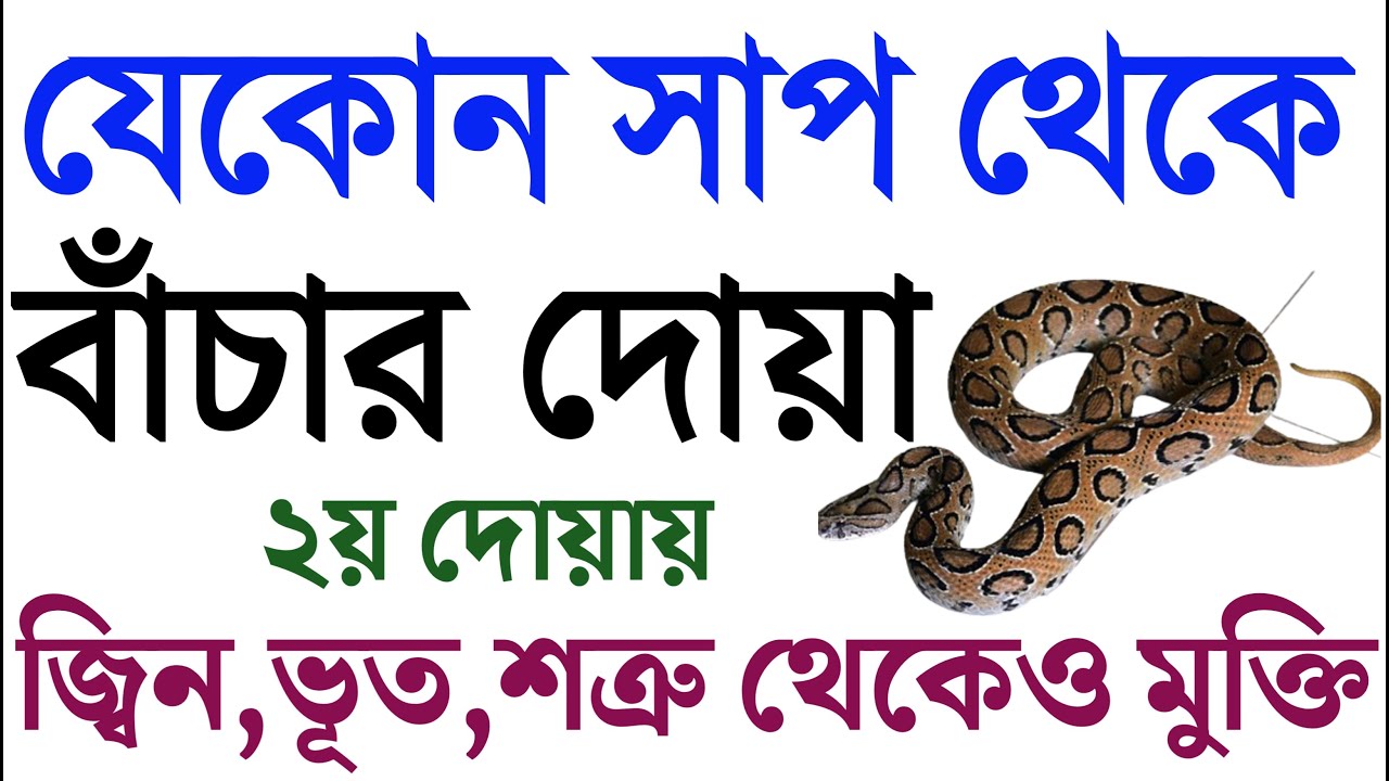 সাপ থেকে বাঁচার দোয়া | শরীর বন্ধের দোয়া | shap theke basar dua ...