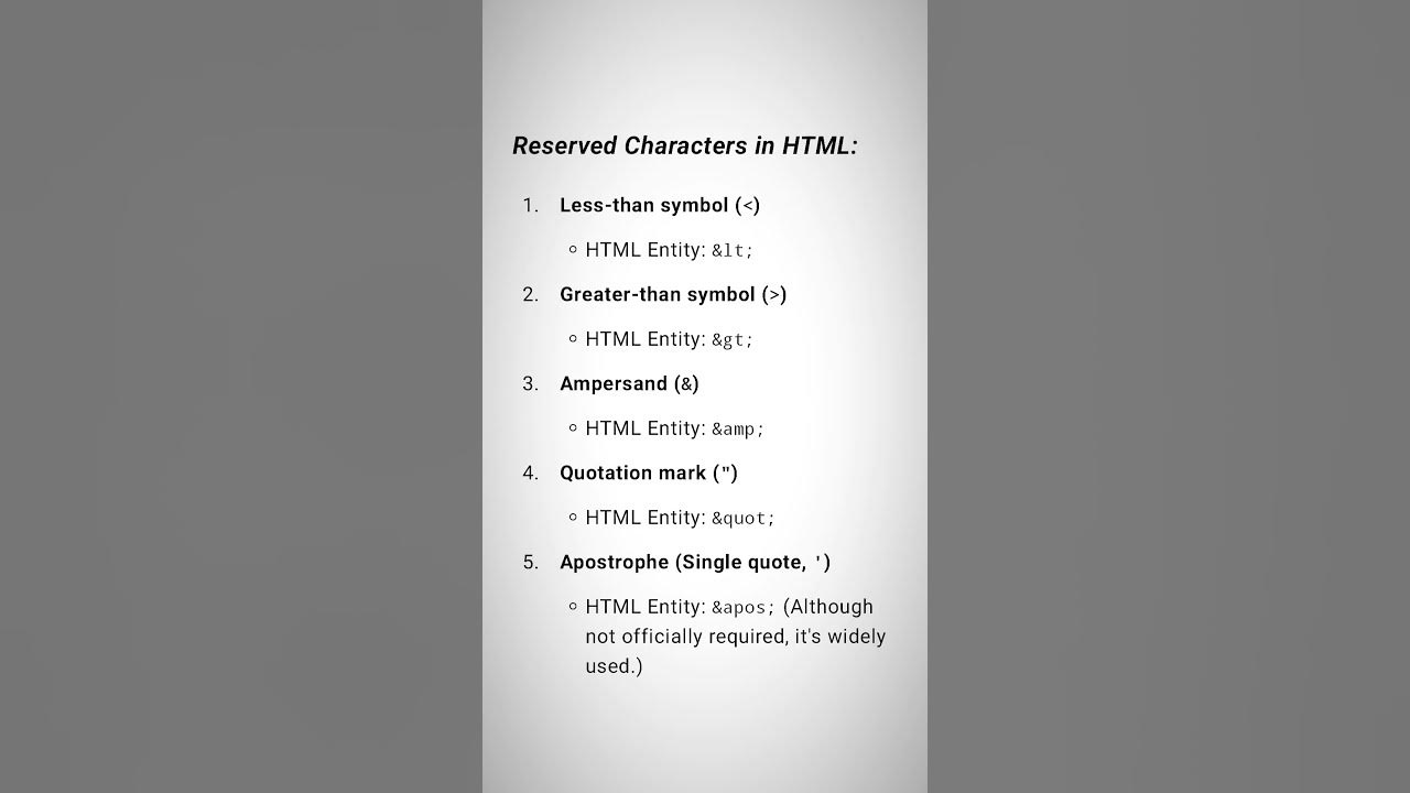 "Master HTML Reserved Characters: Unlock the Secrets of Special Symbols ...