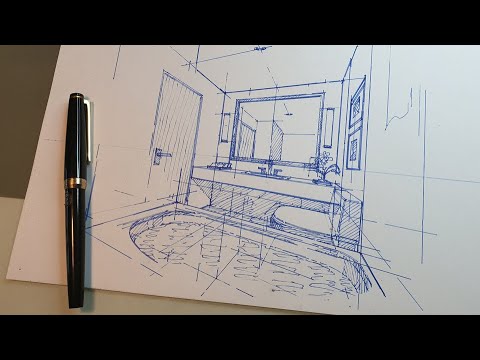 2 point perspective Bathroom sketch / พื้นฐานที่สายวาดต้องรู้ - YouTube