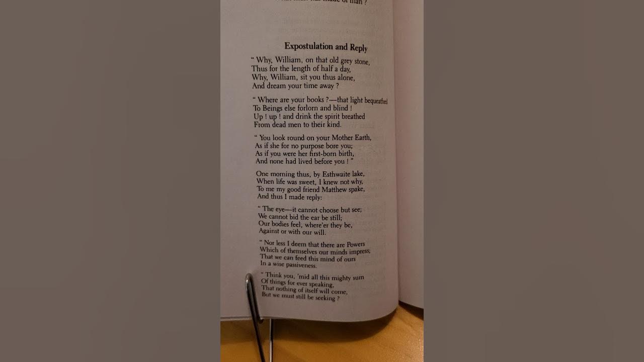 Expostulation and Reply by William Wordsworth - YouTube