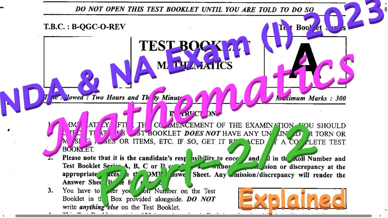 NDA & NA Exam(I) 2023_Maths (2)|| nda previous year paper solved, nda ...