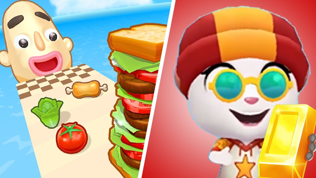 Talking Tom Gold Run Skater Angela vs Sandwich Runner Level 51 - 55 ...