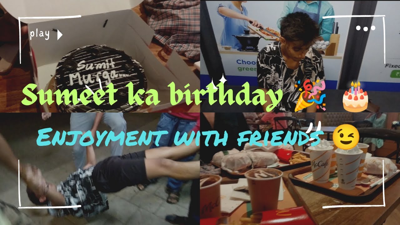 Sumeet ki Birthday party 🥳🎉|| Sumeet Murga Cake Pe Naam Likhwaya 😂 ...