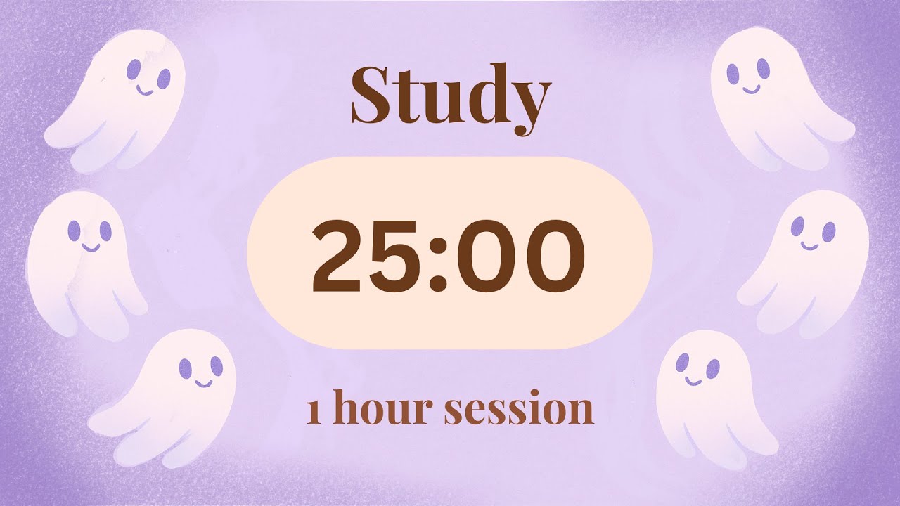 👻 Ghost Halloween Pomodoro Timer 🎃 | 1 Hour Study with 25/5 Focus Flow ...