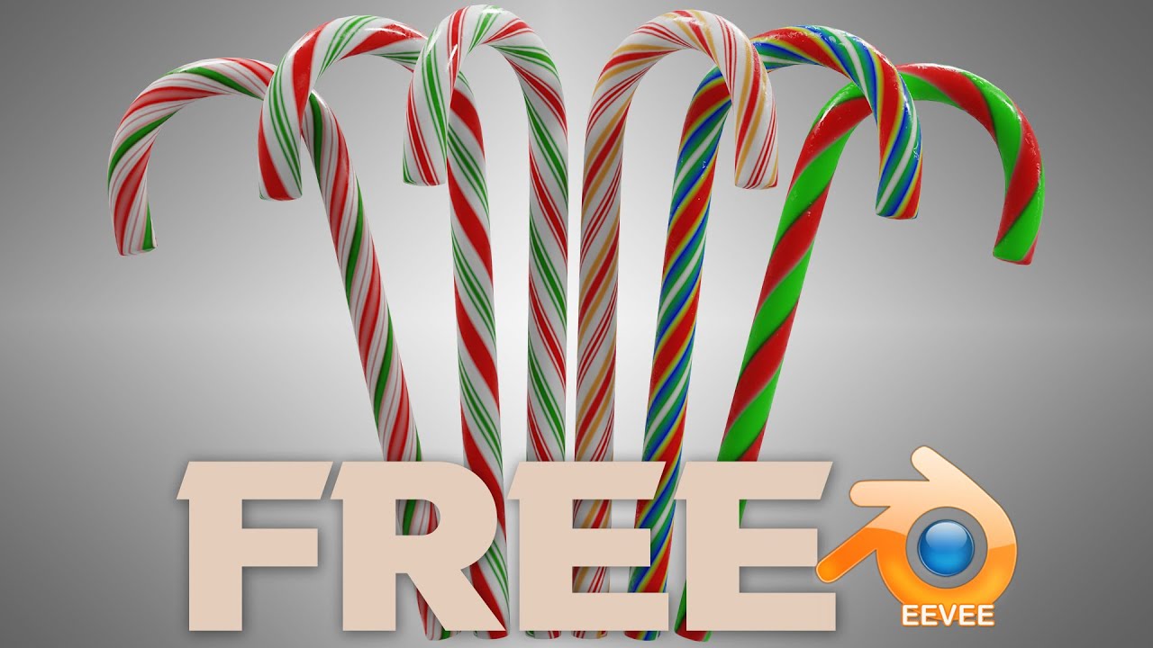 Free Procedural Candy Canes | Blender 2.83x and higher - YouTube