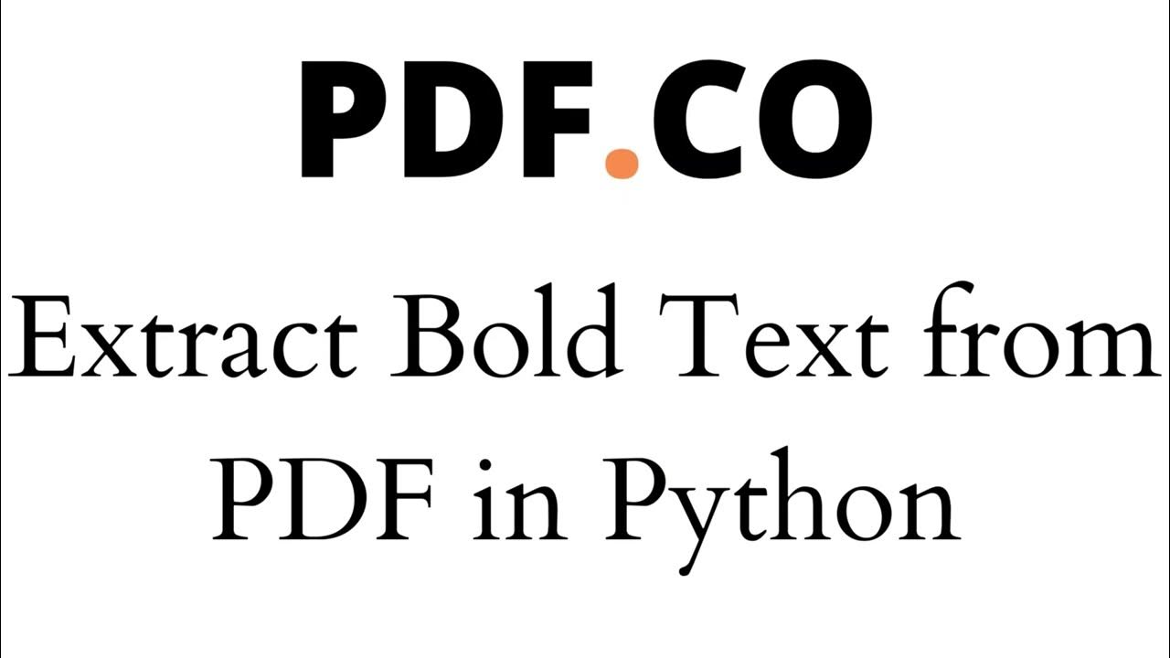 Extract Bold Text From Pdf In Python With Pdf Extractor Web Api Youtube