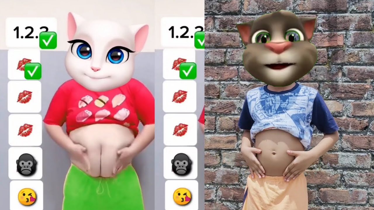 Funniest Talking Angela 🤣 Repeat after Fat Tummy Emoji Dance - YouTube