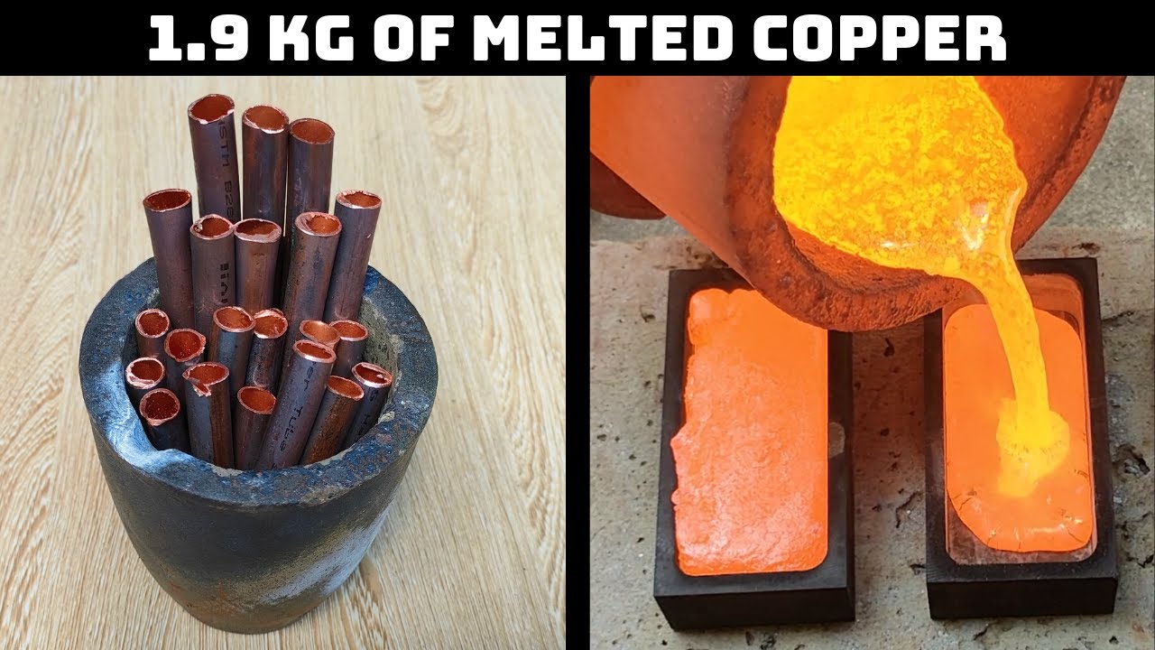 1.9 KG molten copper - ASMR molten metal - Metal recycling - Scrap into ...