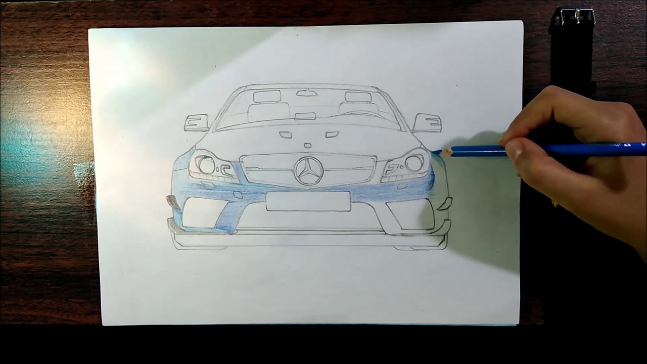 car drawing : MERCEDES AMG-C63 - YouTube