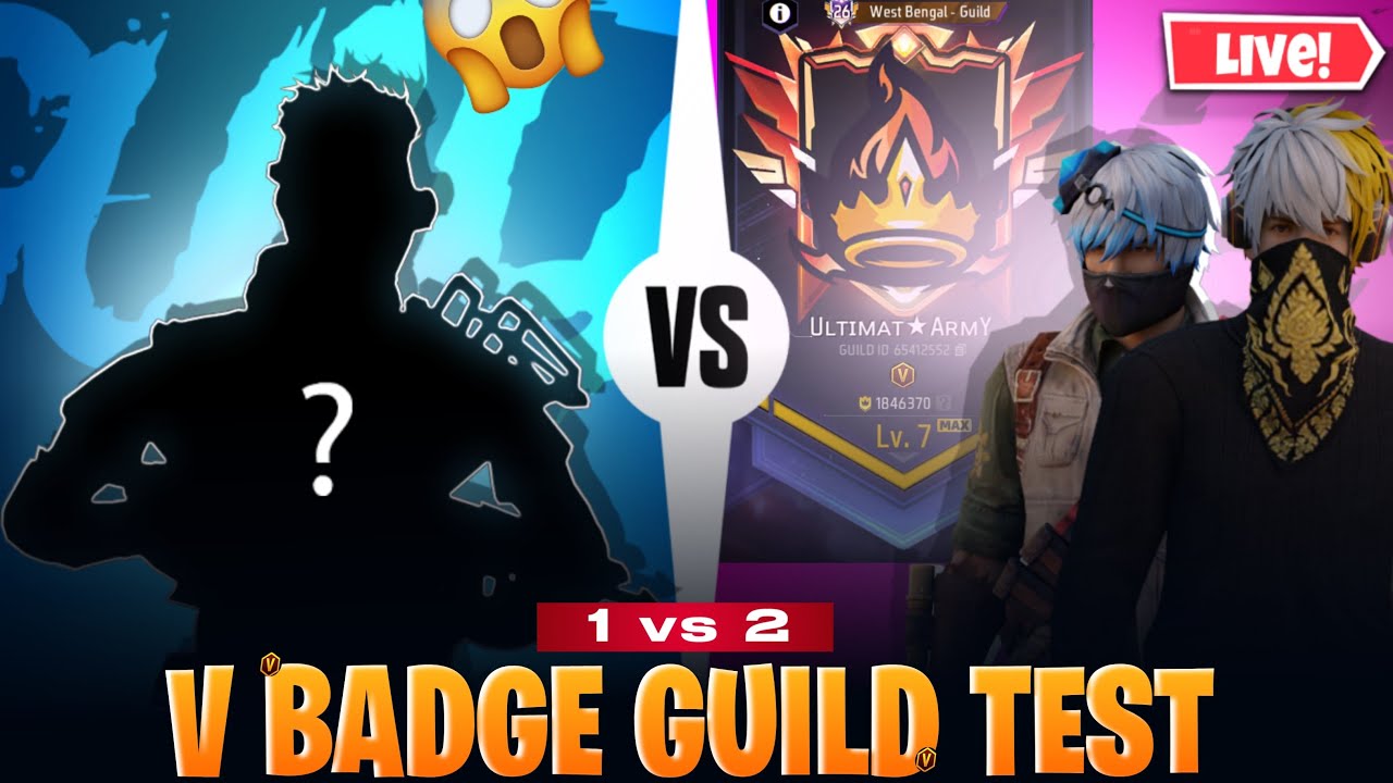 Free fire live v badge guild test || 1 vs 2 v badge guild test 🏆 - YouTube