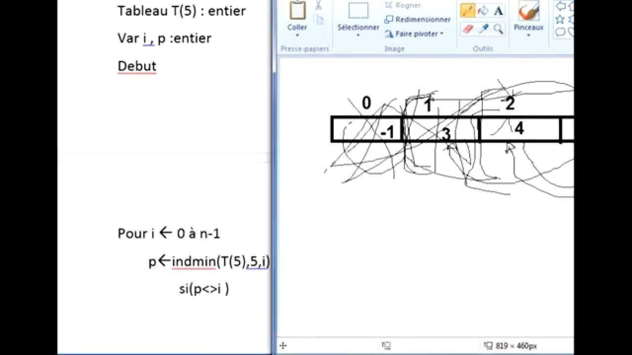 algorithme ( TRI PAR SELECTION ) - YouTube
