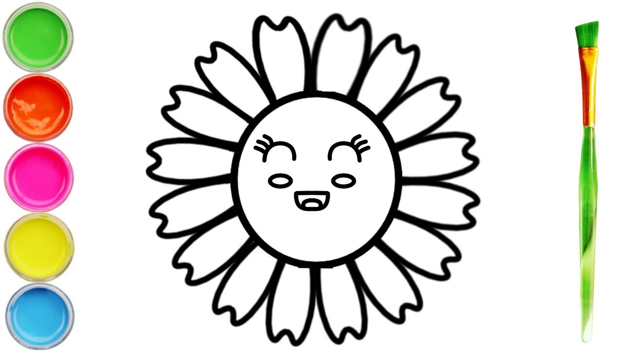 Bolalar uchun gul chizish Drawing Flower for kids - YouTube