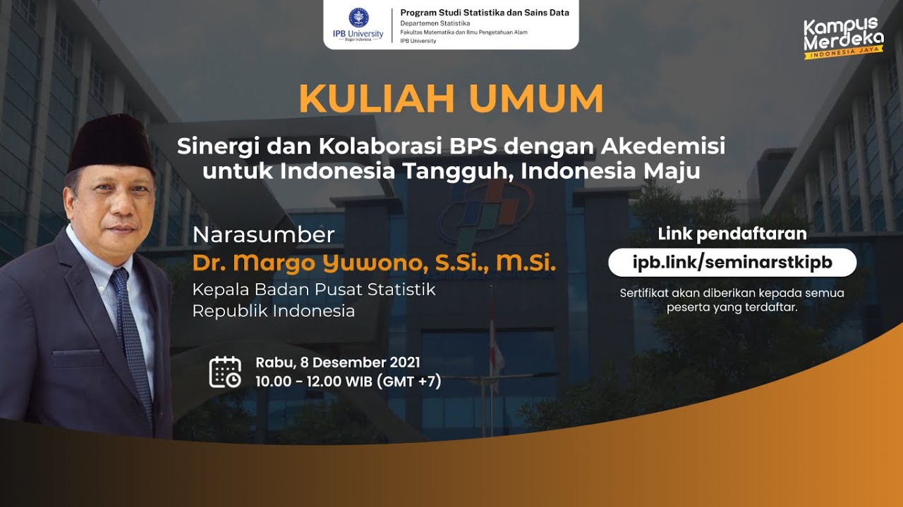 Seminar Online Statistika IPB: Kuliah Umum Kepala BPS RI - YouTube