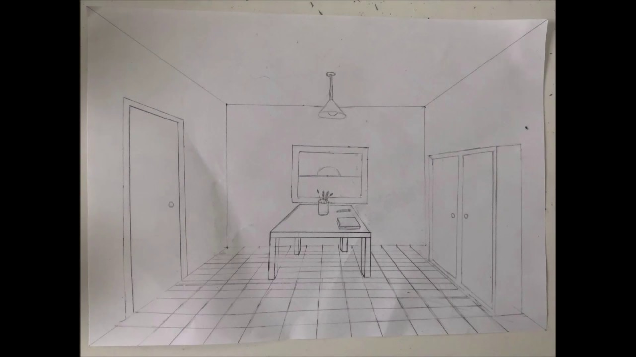 Year 8 Art & Design work - One-point perspective room - YouTube