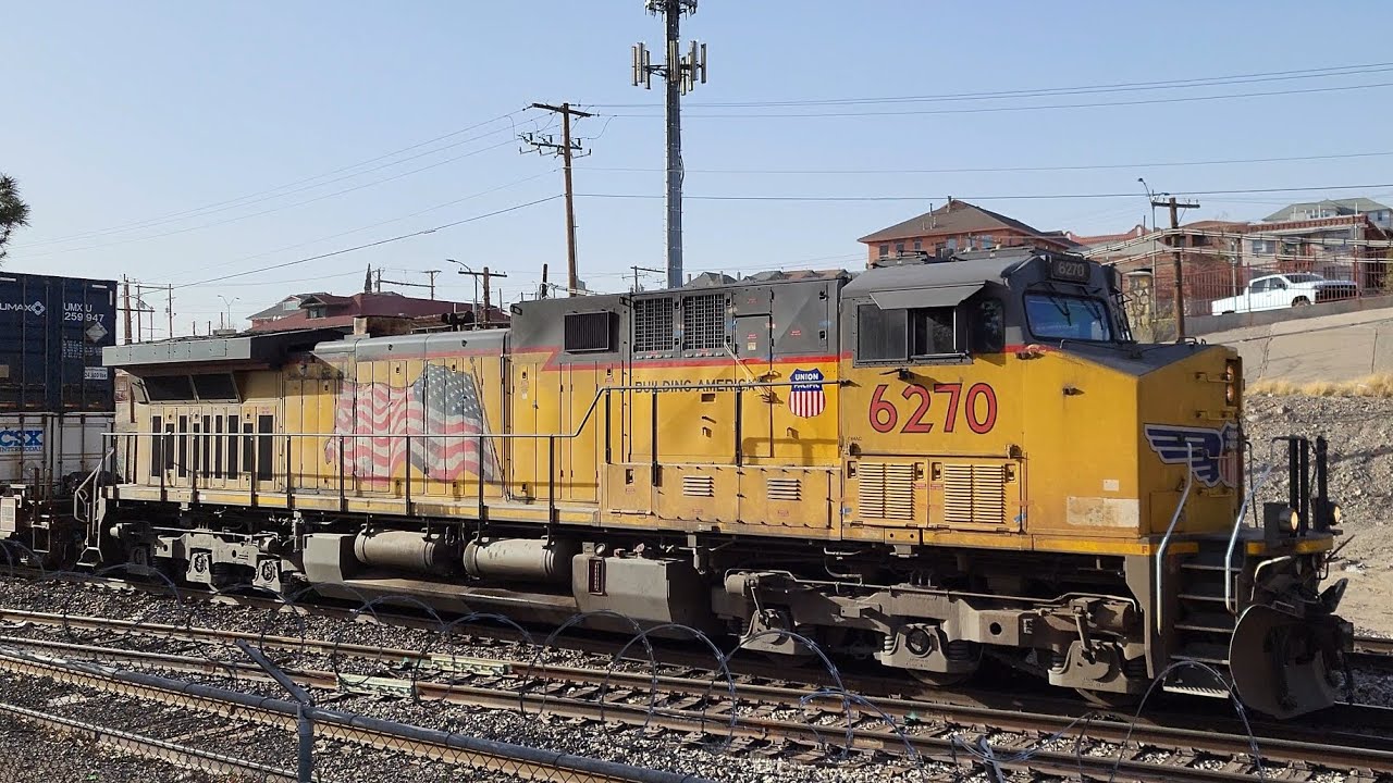 UP #6270 leading Santa Teresa transfer train to Dallas yard with a cool crew - YouTube