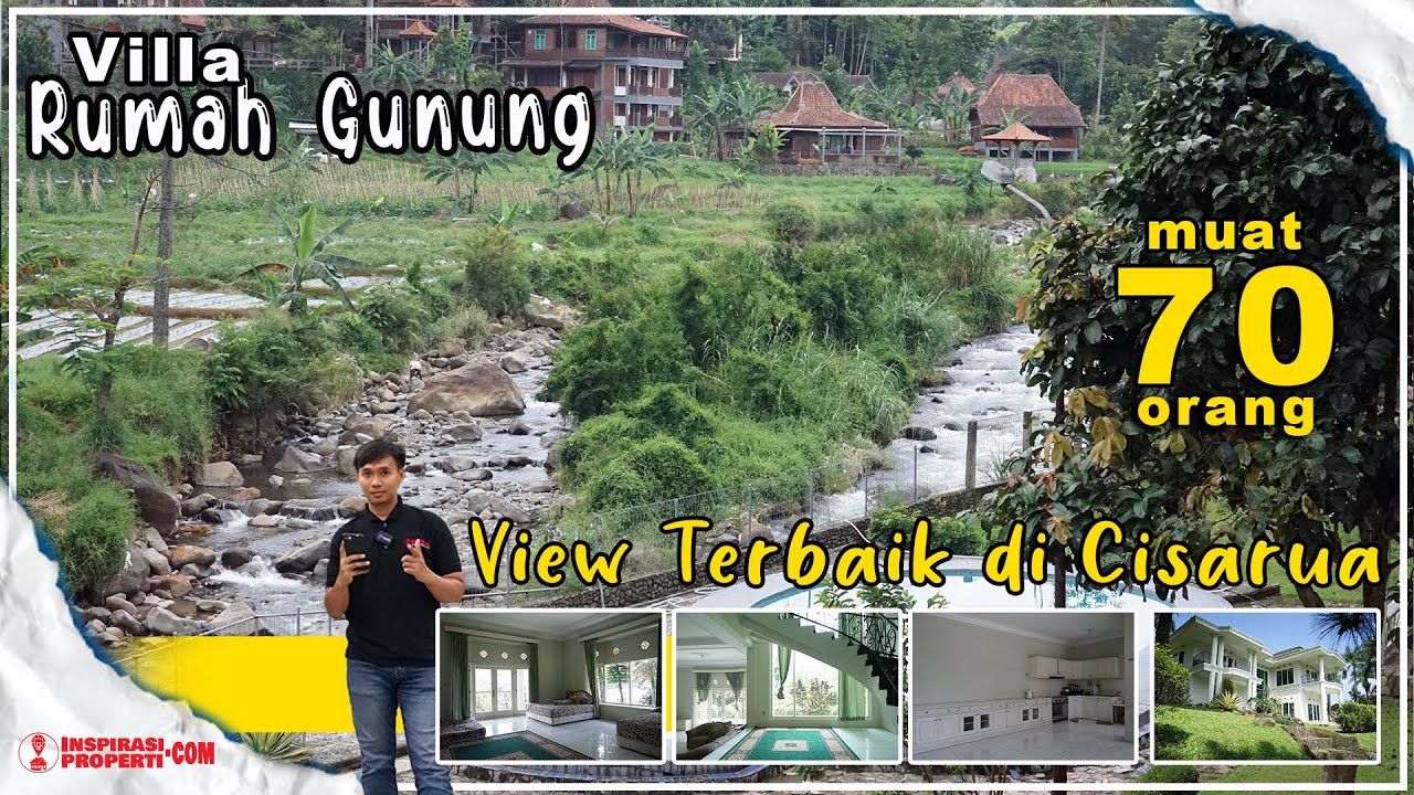 Villa di puncak dengan VIEW Villa GUNUNG DAN SUNGAI serta lapangan luas ...