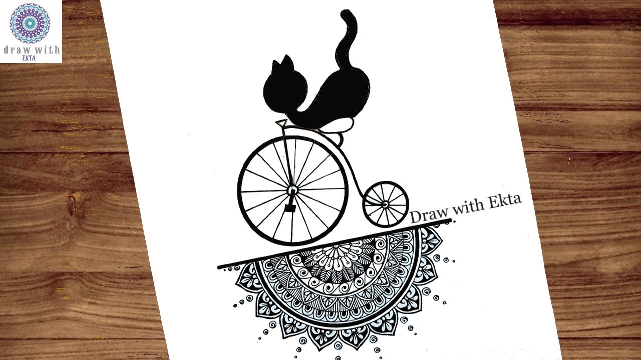 How to draw Mandala for Beginners | Cat mandala art | Cat drawing ...