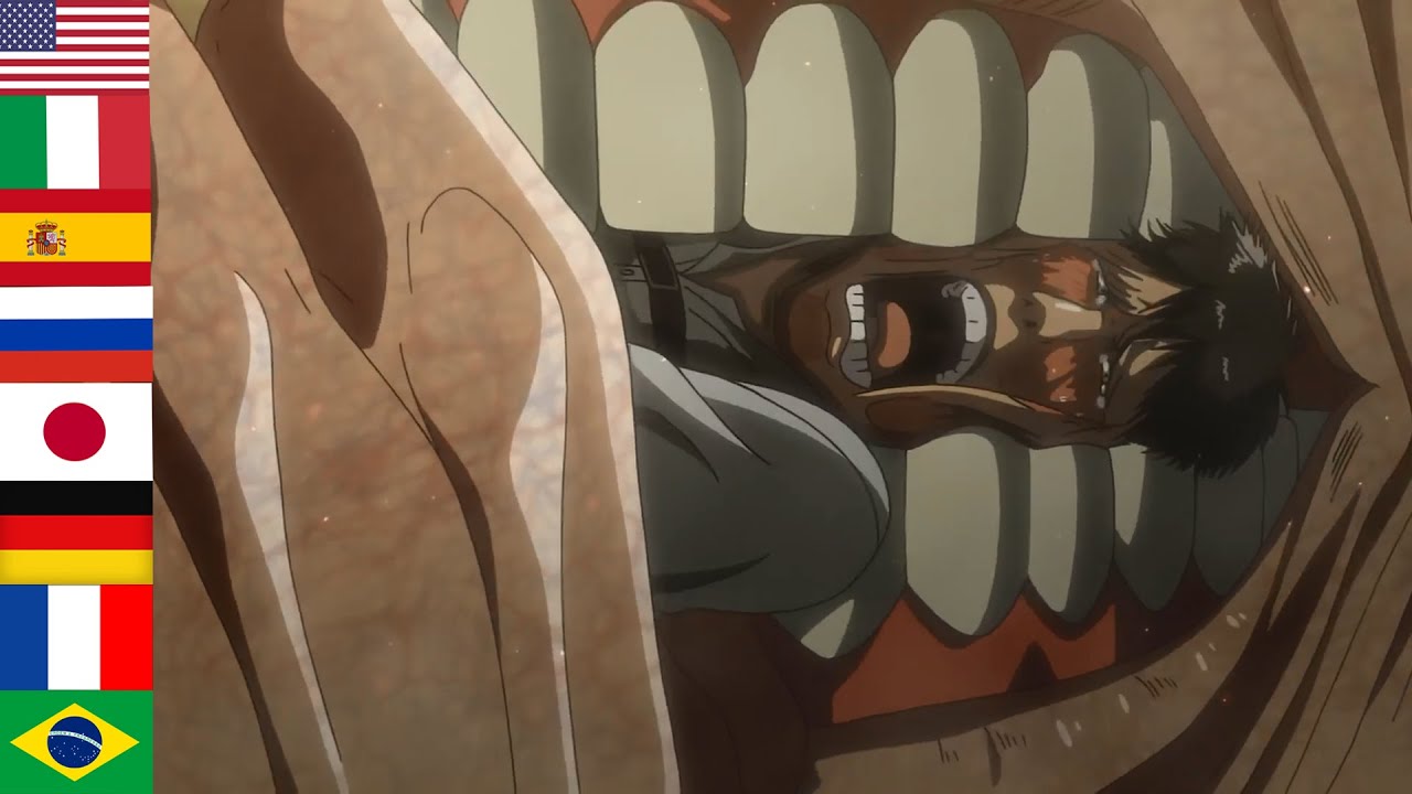 ""Berthold Death"" in 8 languages Attack On Titan Season 3 - YouTube