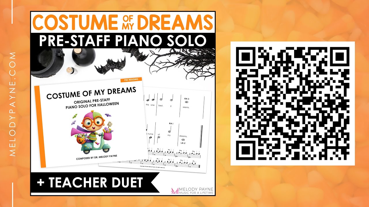 Costume of My Dreams Pre-Staff Halloween Piano Sheet Music Solo for ...
