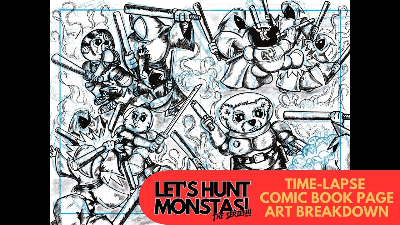 Time-lapse comic book art breakdown for Let's Hunt Monstas No.2 #comics ...